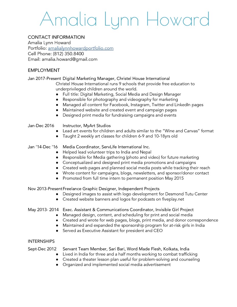 Amalia Lynn Howard Resume 2018 Online Version _Page_1 | Amalia Lynn Howard